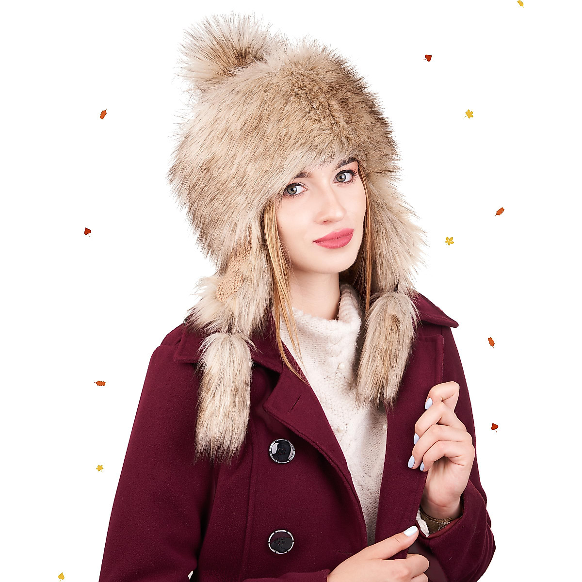 Futrzane Classic Ear Flaps Hat - Fur Trapper Hat for Women - Winter Ushanka Hat (One Size, Gold Classic)