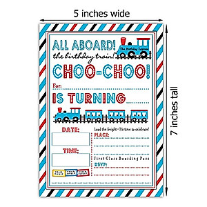 Train Themed Birthday Party Invitation - Set of 20 with envelopes
