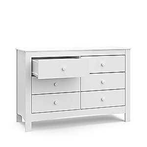 Graco Noah 6 Drawer Double Dresser (White) - GREENGUARD Gold Certified, 6 Drawer Double Dresser for Kids Bedroom or Nursery, Bedroom Furniture Dresser, Universal Design for Nursery and Kids Bedroom