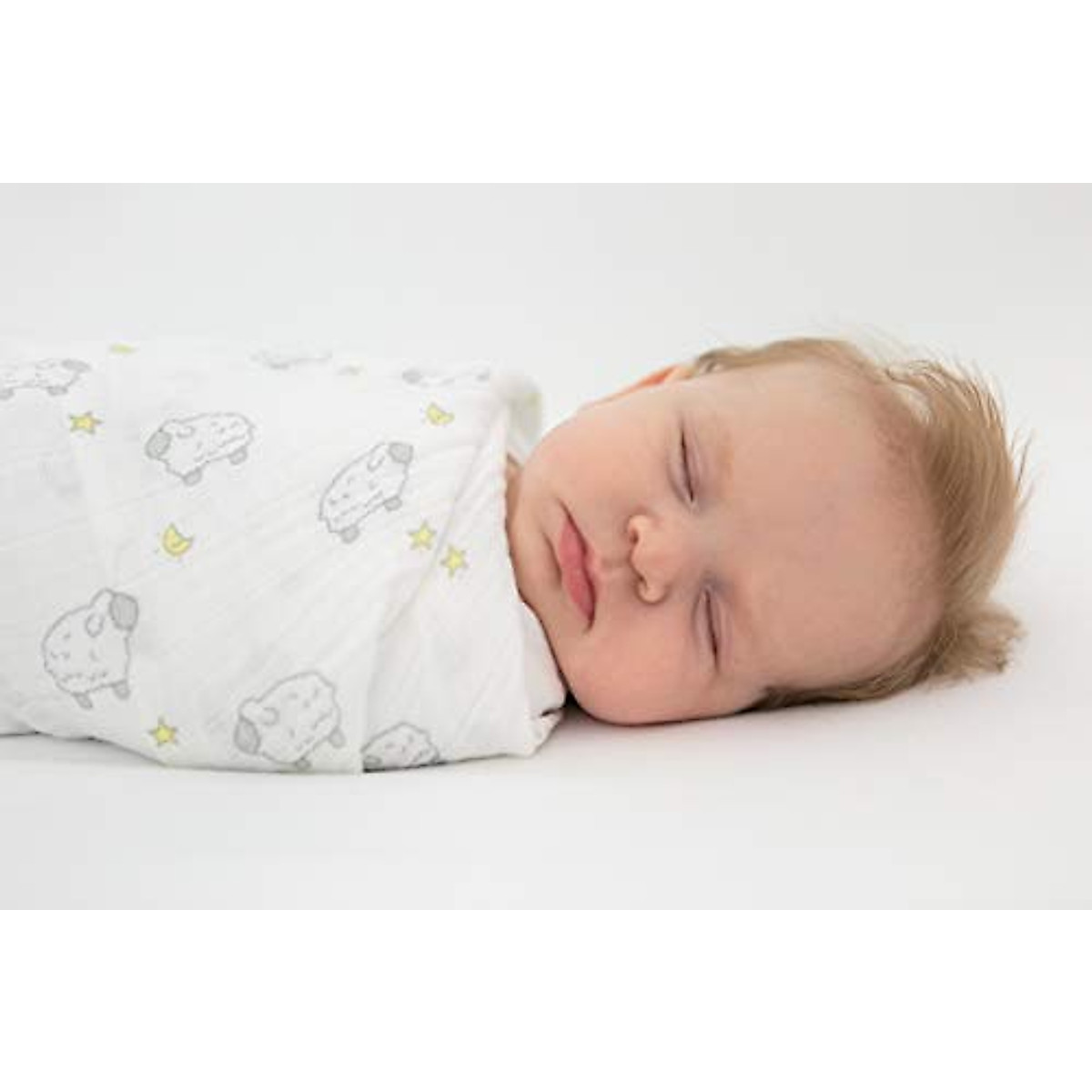 SwaddleDesigns Cotton Muslin Swaddle Blanket, Receiving Blanket for Boys & Girls, Best Shower Gift, 46x46 inches, Little Lambs, Sterling