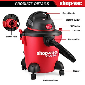 Shop-Vac 5 Gallon 4.5 Peak HP Wet/Dry Vacuum, Portable Heavy-Duty Shop Vacuum 3 in 1 Function with Attachments for House, Garage, Car & Workshop, 5971536