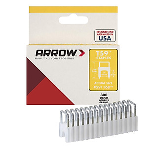 Arrow 591168 Genuine T59 Steel 1/4-Inch by 5/16-Inch Insulated Staples for Cable and Wiring, Clear, 300 Count