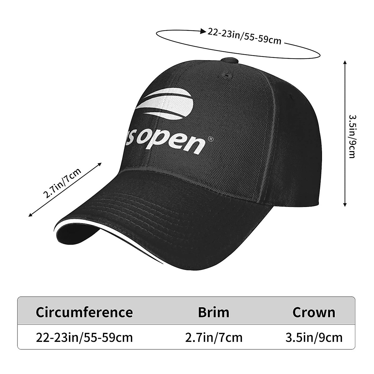 Us Open Tennis 2023 Sandwich Cap Unisex Classic Baseball Capunisex Adjustable Casquette Dad Hat Black