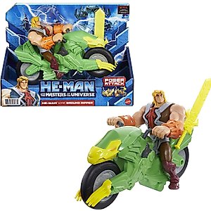 Masters of the Universe He-Man and The Action Figure + Vehicle Based on Animated Series, Articulated Battle Characters, Gift for 4 Years and Older