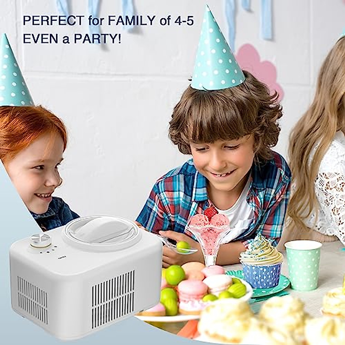 HAVATO 1.0QUART compact Ice Cream Maker with Compressor,No pre-freezing,3 Modes,sorbet machine,Homemade Sorbet/Gelato/milkshake for family of 4-5,recipe included,White