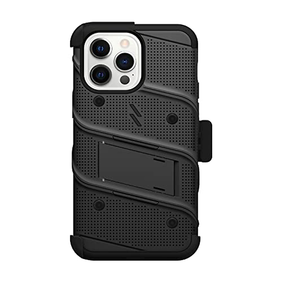 ZIZO Bolt Bundle for iPhone 14 Pro Max (6.7) Case with Screen Protector Kickstand Holster Lanyard - Black
