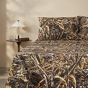 Visi-One Realtree Max-5 Camouflage Bed Sheets - 4 Piece Camo Bedding Queen- Premium Polycotton Super Soft Hunting Sheet Set - Machine Washable Outdoor Bedding Set (Queen Size)