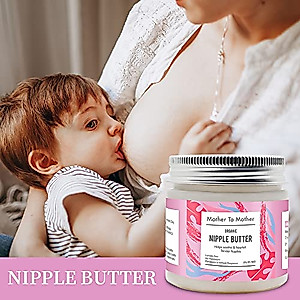 Organic Nipple Butter Breastfeeding Cream by Mother To Mother | Lanolin-Free, Safe for Nursing & Dry Skin, Non-GMO Project Verified, 2 FL oz, White, 2 Ounce