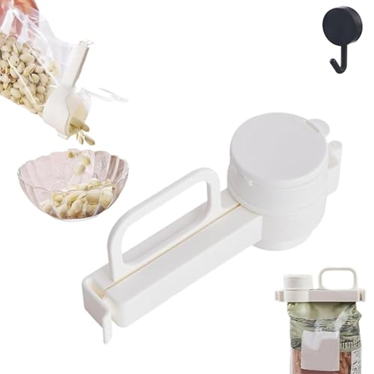 Food Bag Sealing Clip with Pour Spout, Food Bag Clips with Pour Spouts, Multifunction Bag Clips for food, Suitable for Cookies Snacks Drinks,Oatmeal and Baby Food Storage Organizer (1 pcs)