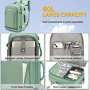 BAGODI Carry On Backpack for Men Women,42L Flight Approved Travel Backpack with 4 Packing cubes,Expandable Water-resistant 17Inch Laptop Backpack,Casual Daypack Businless Weekend Hiking