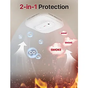 X-Sense Battery Powered Combination Smoke and Carbon Monoxide Detector with Voice Location, Wireless Interconnected Smoke Detector Carbon Monoxide Detector Combo, Model XP02-WR, 6-Pack