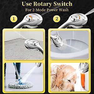 High Pressure 10-mode Handheld Shower Head Set with 60" Hose, ROOSSI Detachable Filter Shower Head with ON/OFF Pause Switch Built-in 2-Mode Tub & Tile Power Wash (Chrome）