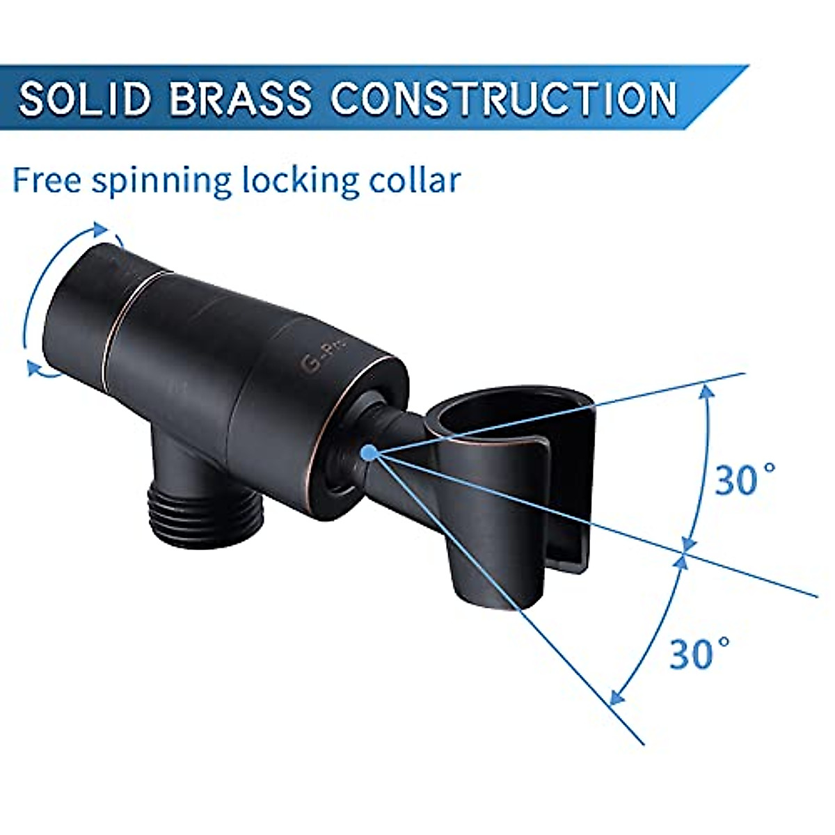 G-Promise Solid Metal Shower Head Holder for Hand Held Showerhead, Adjustable Bracket, Shower arm Adapter, Universal Shower Arm Mount,Oil-Rubbed Bronze Finish