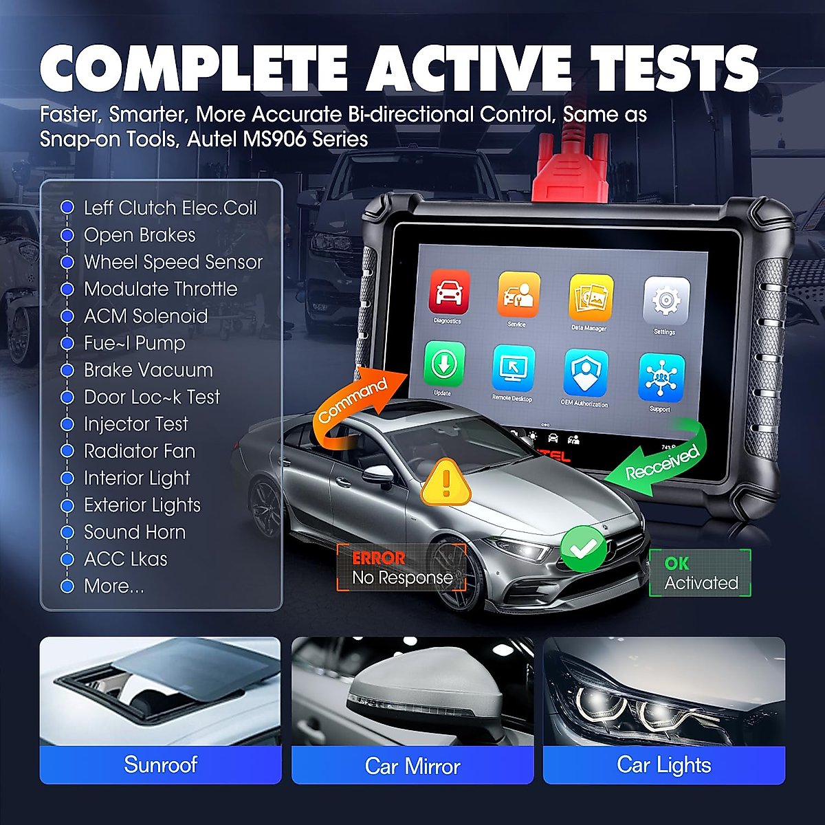 Autel MaxiCheck MX900: Same as MK900, 2024 Bidirectional Scan Tool, 3000+ Active Test, Up of MK808BT MK808S MX808S MS906, 40+ Reset, CAN-FD/DoIP, Scan VIN/License
