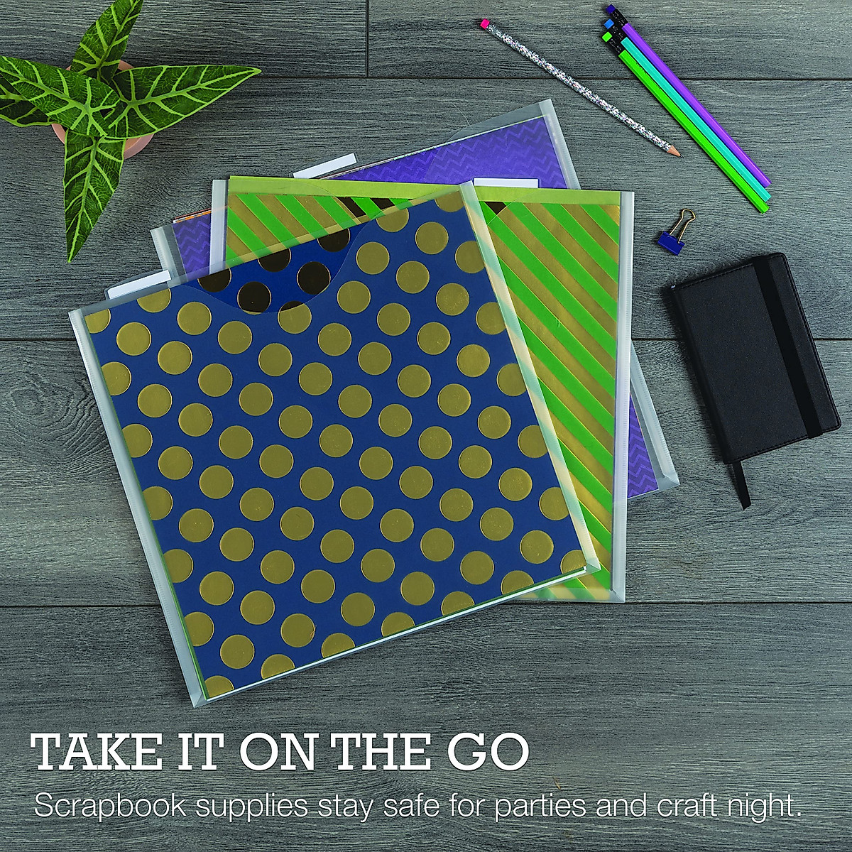 Samsill Scrapbook Paper Storage Organizer, 12 Count of Individual Top Loading Files with Customizable Tabs, Holds 12 x 12 Inch Scrapbook Paper, Vinyl Paper, Photos, Clear, PVC and Acid Free, 12 Pack