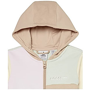 adidas Originals unisex baby Colorblock Full Zip Hoodie Set Tracksuit, Magic Beige/Linen Green/Wonder White/Almost Pink, 2T US