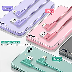 APFEN iPhone Charger, Apple MFi Certified 3Pack 6FT Lightning Cable, 90 Degree Fast Charging Cables Cord Compatible for 14/13 mini/13/12/11 Pro MAX/XR/XS/8/7/Plus/6S/SE/iPad