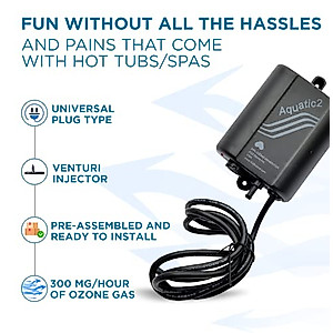 Aquatic 2 Spa, Hot Tub Ozone Generator 300 mg/h, Spa Skin Care, Ozonator, Irritant Reducer, for Water Sanitation
