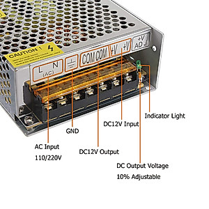 JOYLIT DC 24V 5A 120W Power Supply Adapter, AC 110V / 220V to DC 24V 5amp Converter Universal Regulated Switching Transformer for LED Lights, CCTV Security Sytem, 3D Printer