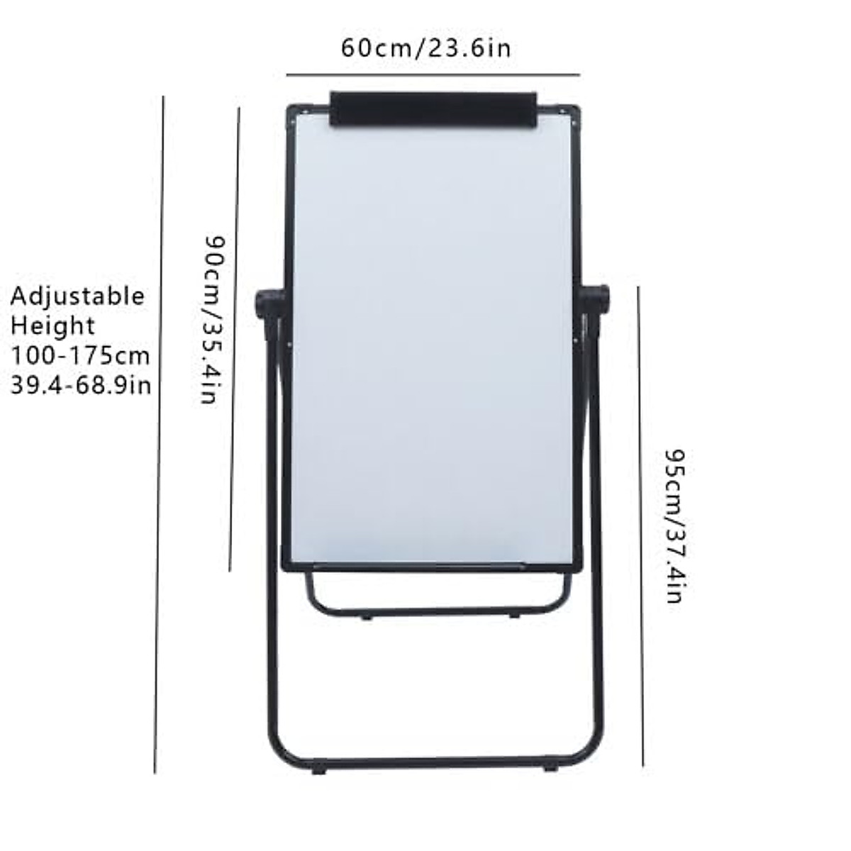 35" X 24" Double-Sided Mobile Dry Erase Board Magnetic Whiteboard Display Stand Rolling W/Marker Tray Writing 360Degree Adjustable Double Sided Flipchart Hook Foldable Framed White