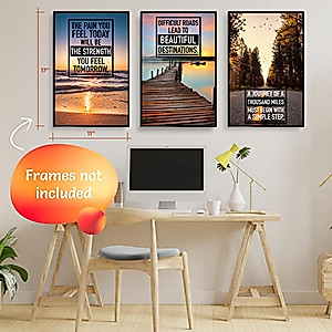 Inspirational Motivational Posters - Positive Affirmations, Uplifting Quotes, Wall Art Decor for Office, Home, Gym - Set of 6 11x17" Motivational Posters for Office Decor Inspirational Quotes Wall Art