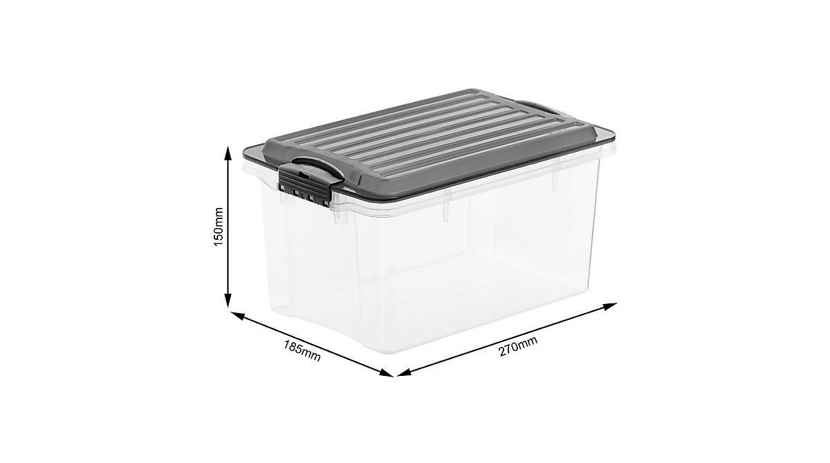 Rotho Compact 4.5L Storage Box - Grey Transparent