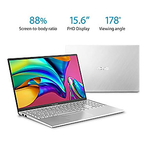 ASUS VivoBook S15 S512 Thin and Light 15.6” FHD, Intel Core i7-8565U CPU, 8GB DDR4 RAM, 256GB PCIe NVMe SSD + 1TB HDD, Windows 10 Home, S512FA-DB71, Silver Metal
