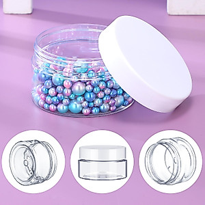SATINIOR 100 Pcs Plastic Jars with Lids Small Containers Lids Wide Mouth Small Plastic Containers for Lotion Cream Rhinestones Body Butters Travel Storage(4 oz,Clear with White Lid)