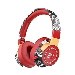 CBSOHDE Bluetooth Headphones Over The Ear, Wired/Wireless Headphones with Microphone-Soft Ear Cushions, Hi-Fi Stereo Sound Foldable Bluetooth Headphones for Kids Adults, Pad Laptop PC (Red)