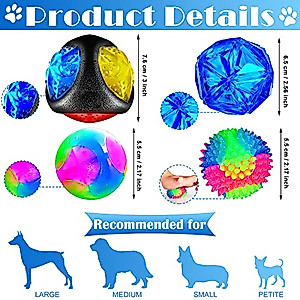 4 Pieces Light up Dog Ball Spiny Light up Dog Ball Flashing LED Dog Ball for Dog Glow in The Dark Flashing Ball Dog Squeaky Toy Bounce Activated Toy PET Ball for Dogs and Puppies
