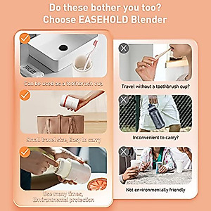 EASEHOLD Portable Foldable mini Blender with Magnetic Rechargeable,Shakes and Smoothies Personal Blender,Travel Size Cup 10.5oz On the Go,for Sports GYM Office Home Camping