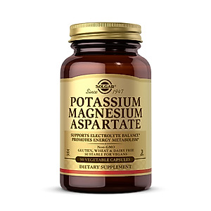 Solgar Potassium Magnesium Aspartate - 90 Vegetable Capsules - Supports Electrolyte Balance, Promotes Energy Metabolism - Vegan, Gluten Free, Dairy Free, Kosher - 90 Servings