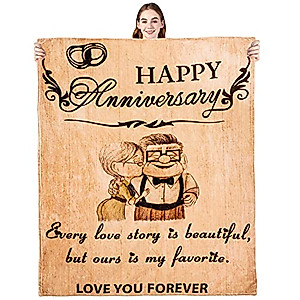 BLAMEZI Wedding Anniversary for Her Him Gifts, Personalized Throw Blanket Gift, Anniversary Christmas Valentines for Wife Husband Mom Dad Gifts