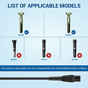 8V Shaver Charger Fit for Philips HQ850 Norelco Oneblade QP2630 QP2530 Replacement Razor Power Cord Battery Charger,Trimmer Charging Cable 3.3Ft