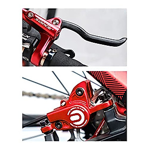 Cyclon MTB Hydraulic Disc Brakes Set, Black/Red Aluminum Alloy Hydraulic Brakes for Mountain Bike Left Front 1000mm Right Rear 1700mm Hydraulic Bicycle Brakes with is/PM Adapter Fit 160mm Rotor
