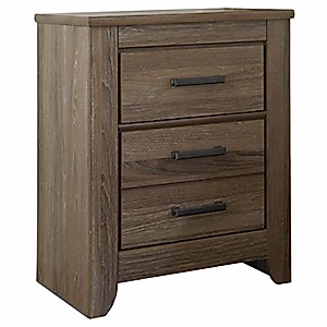 Signature Design by Ashley Zelen Rustic Contemporary 2 Drawer Nightstand, Warm Gray