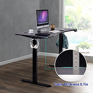 UNICOO - Dual Motor Electric Height Adjustable Standing Desk 59"x29.5" Inches, Home Office Computer Desk, Gaming Desk, with USB Charging and Hooks (Black Frame/Black Top) XOT-D59-BB