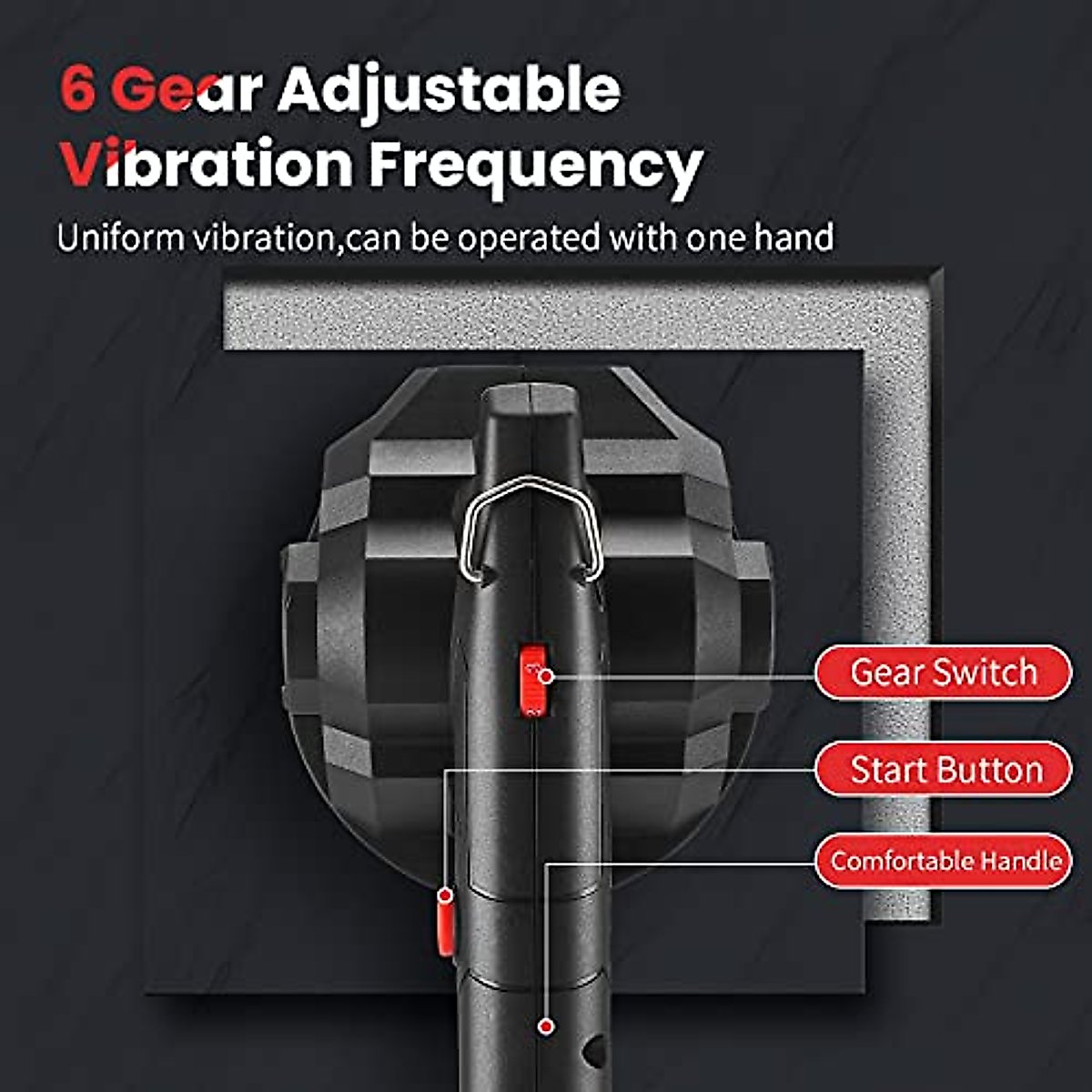 Tile Vibrator, Elikliv 19000 r/min Cordless Tile Tiler Handheld Laying Tiles Leveling Tool Tile Vibration Machine with 2 Batteries, Max 160kg 6 Speeds Vibrator Suction Cup for Tile Leveling Laying