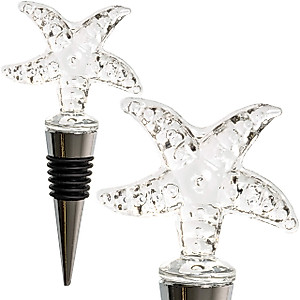 Glass Starfish Wine Stopper - Wine Bottle Stopper, Decorative, Unique, Eye-Catching Glass Wine Stoppers – Starfish Gifts, Beach/Nautical Décor, Wine Accessories Gift for Hostess - Wine Corker / Sealer
