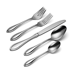 Oneida American Harmony 45 Piece Everyday Flatware, Service for 8, 18/0 Stainless Steel, Silverware Set, Dishwasher Safe, Silver