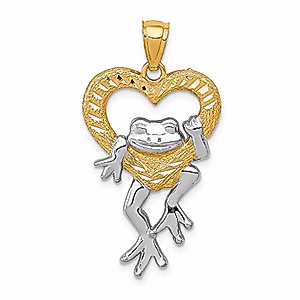 IceCarats 14K Yellow Gold Frog Heart Necklace Love Pendant Charm Only