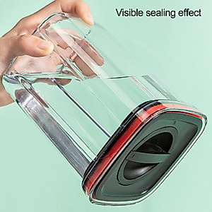 jyibinee Cereal Storage Box, Large Capacity Transparent Sealed Food Container, Airtight Food Storage Container Sealed Storage Tank for Kitchen Black 600ML