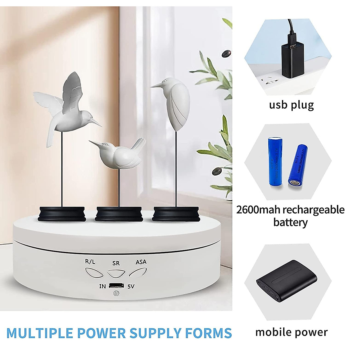 ZLMONDEE 2 In 1 Spinning Rotating Display Stand with Large 8.66 Inch Replacement Cover for Rotating Platform Photography Turntable (White)