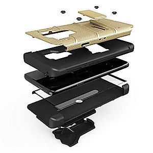 ZIZO Bolt Series for Samsung Galaxy S9 Plus Case Military Grade Drop Tested with Tempered Glass Screen Protector Holster Gold Black
