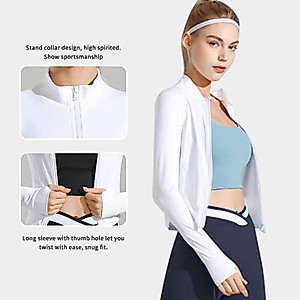 Women's Workout Jacket Full Zip Running Jacket, Lightweight Athletic Jacket with Thumb Holes