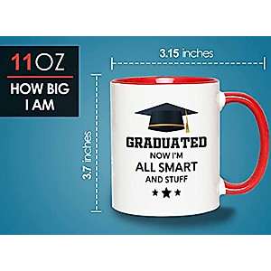 Flairy Land Graduation 2Tone Red Mug 11oz - All Smart and Stuff - Graduation Gifts for Her Senior Graduation College Student College Graduate Classmate MBA Grad