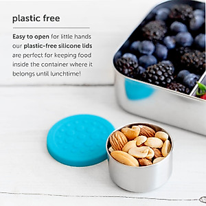 LunchBots Tiny Dips Condiment Containers - Set of 3 - Perfect Portion Cups - Spill Proof Lunch Box Sauce Container with Lid - Food Grade Stainless Steel - 1.5oz - Dishwasher Safe - Assorted Lids