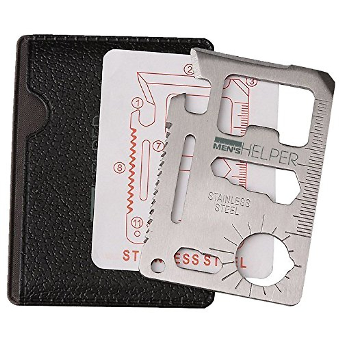 BELURSUS Multitool Wallet Pocket Card - Multi-Tool Survival Camping Kit - Credit Card Size Multipurpose Bottle Opener, Can Opener, Pocket Knife, Lock pick - Best Gift for Men - 14 in 1-2 Pack