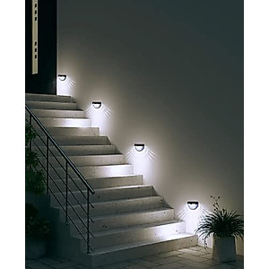 OTHWAY Solar Fence Post Lights Wall Mount Decorative Deck Lighting, Black, 4 Packs