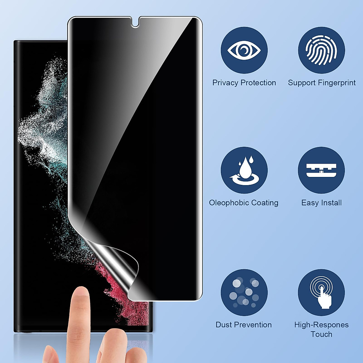 LK 2 Pack for Samsung Galaxy S22 Ultra Screen Protector [Not Glass] Anti-Spy, Anti-Scratch, Full Coverage, Privacy Flexible TPU Film for Galaxy S22 Ultra, HD Ultra-Thin, Case Friendly